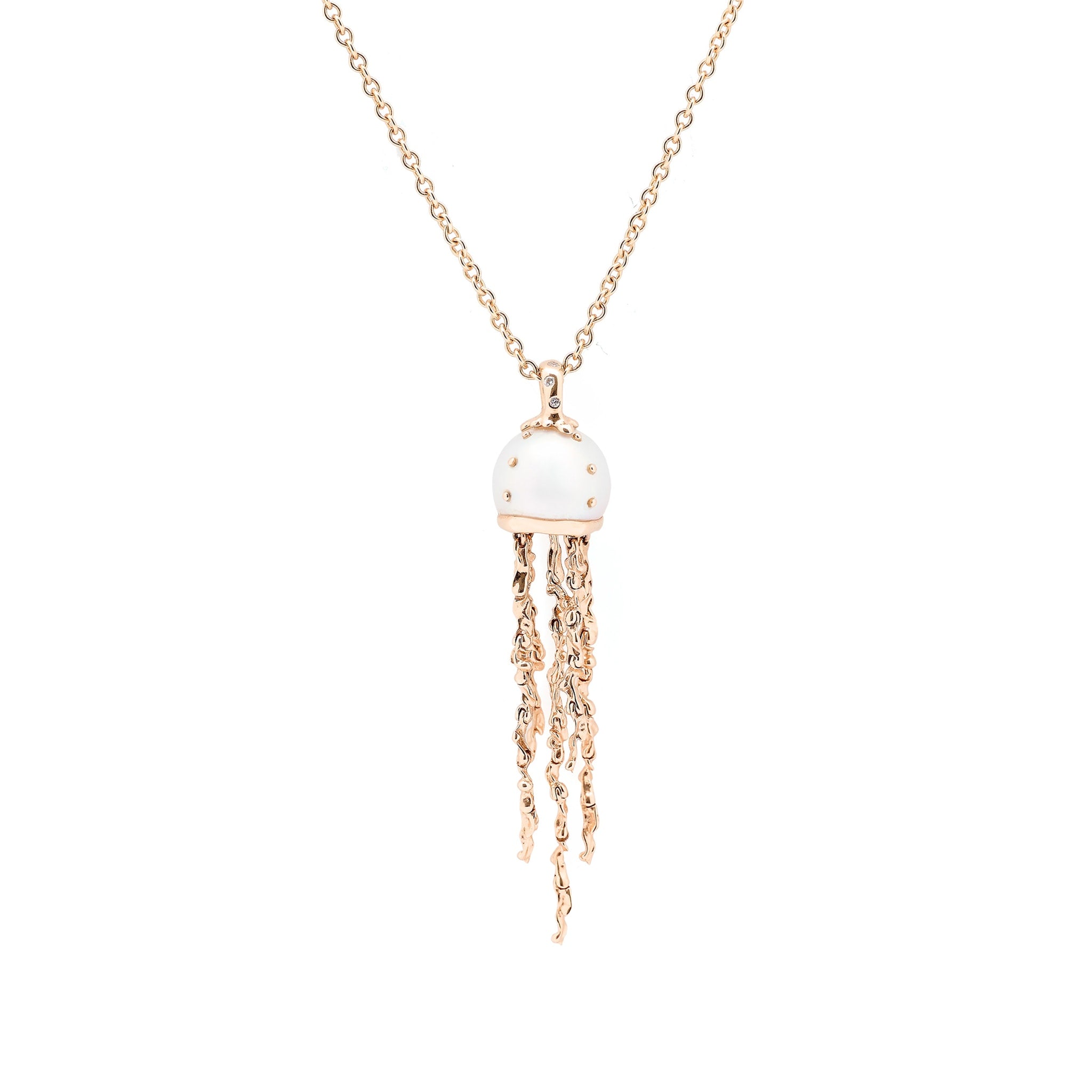 Jellyfish White Pearl Pendant on a chain – Bibi van der Velden