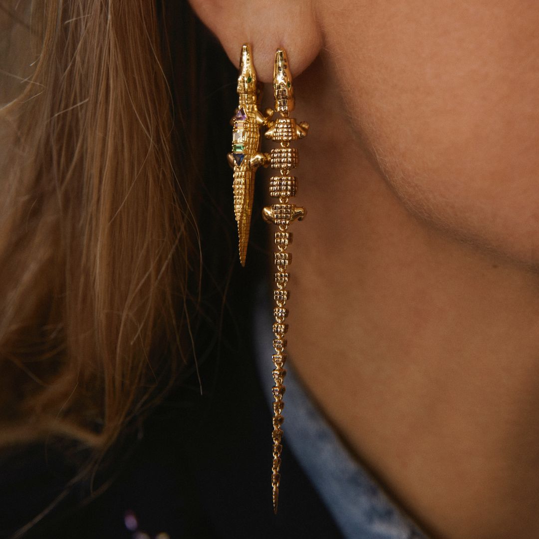 Alligator Vertebrae Bite Earring Extra Long – Bibi van der Velden