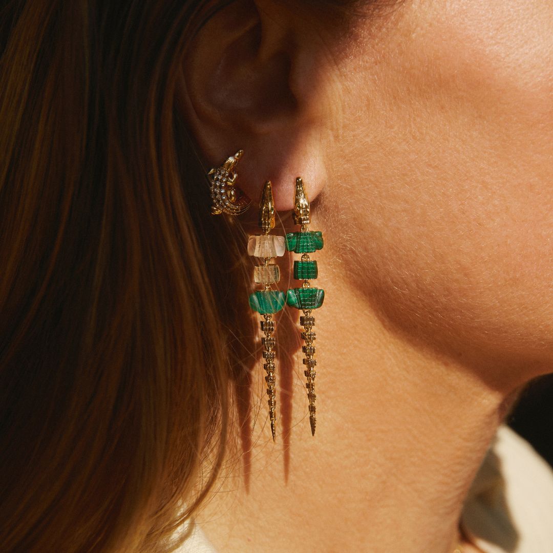 Alligator Malachite Vertebrae Bite Earring – Bibi van der Velden