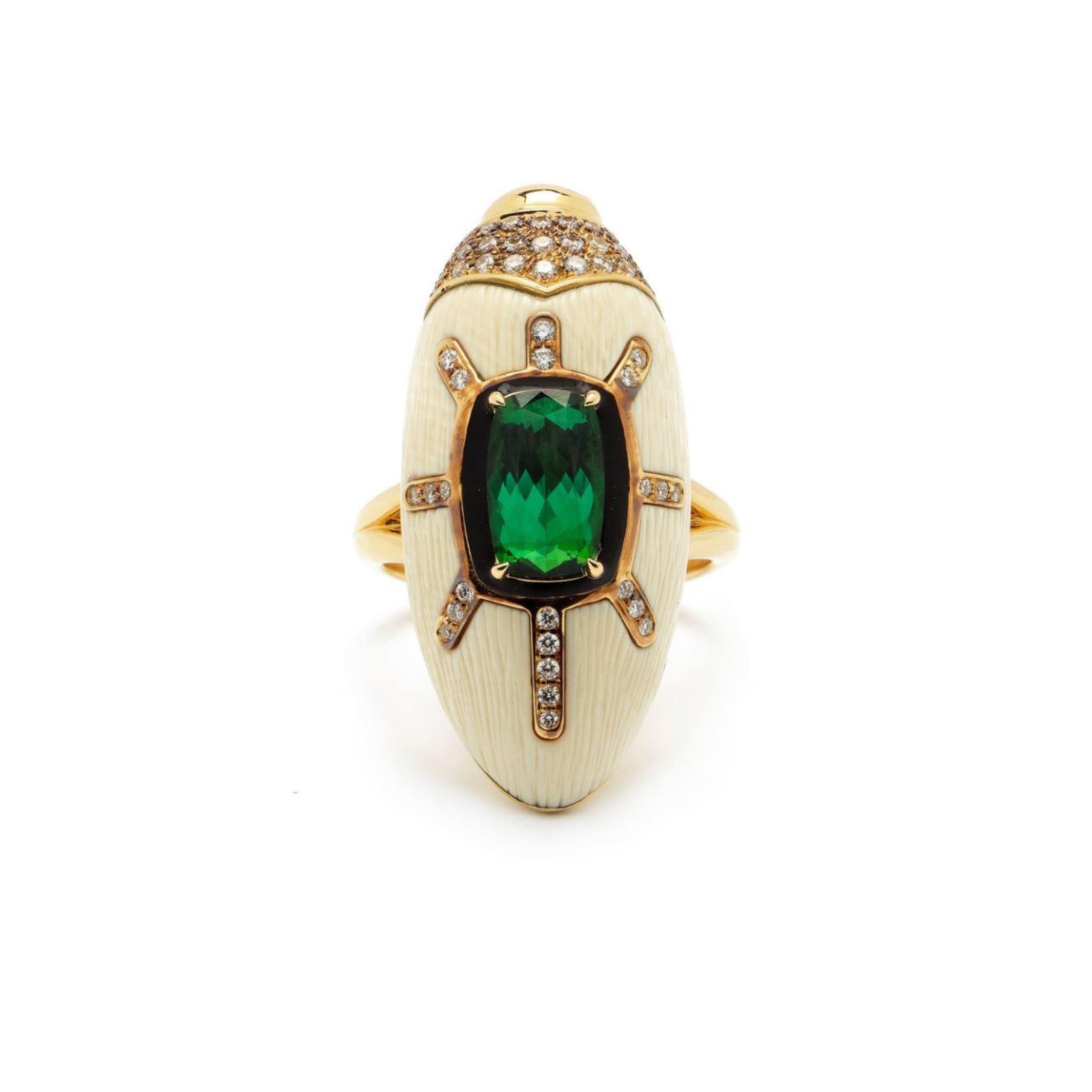 Scarab Mammoth Ring with Green Tourmaline – Bibi van der Velden